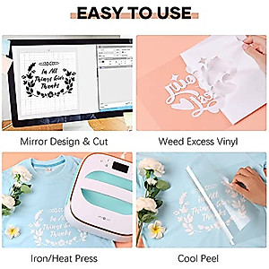 HTVRONT White HTV Heat Transfer Vinyl Roll - 12" x 40ft White Iron on Vinyl for Shirts - Easy to Cut & Weed HTV Vinyl for Clothes