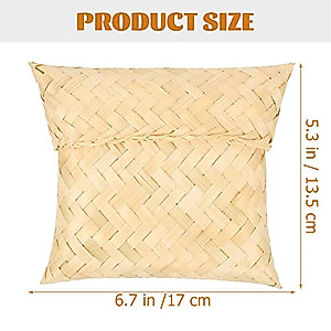 STOBAZA Bamboo Food Basket Woven Baskets Sticky Rice Basket Small Bamboo Woven Box Thailand Laos Handmade Serving Baskets Rice Container for Rice Candy Treats Woven Basket