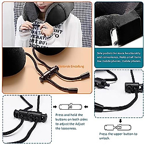 KLERICER Travel Neck Pillow, Memory Foam Neck Pillow for Airplane, Portable 360°Head Support Travel Foam Neck Pillow, with Eye Mask,Earplug and Carry Bag for Airplane, Sleeping, Office (Black)