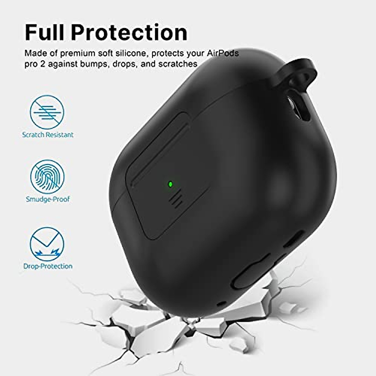 FUNLINK for Airpods Pro 2nd Generation Case 2022, [Upgrade Secure Lock] AirPods Pro 2 Case Cover Shockproof Silicone Skin Protective Case with Keychain& Lanyard for New Apple Airpods Pro Case