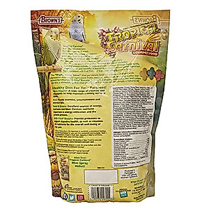 F.M. Brown's Tropical Carnival Gourmet Parakeet Food, Nutritionally Enhanced Daily Diet with Fruits, Veggies, Nuts, Seeds, and Grains, 2-lb Bag - Vitamin-Nutrient Fortified