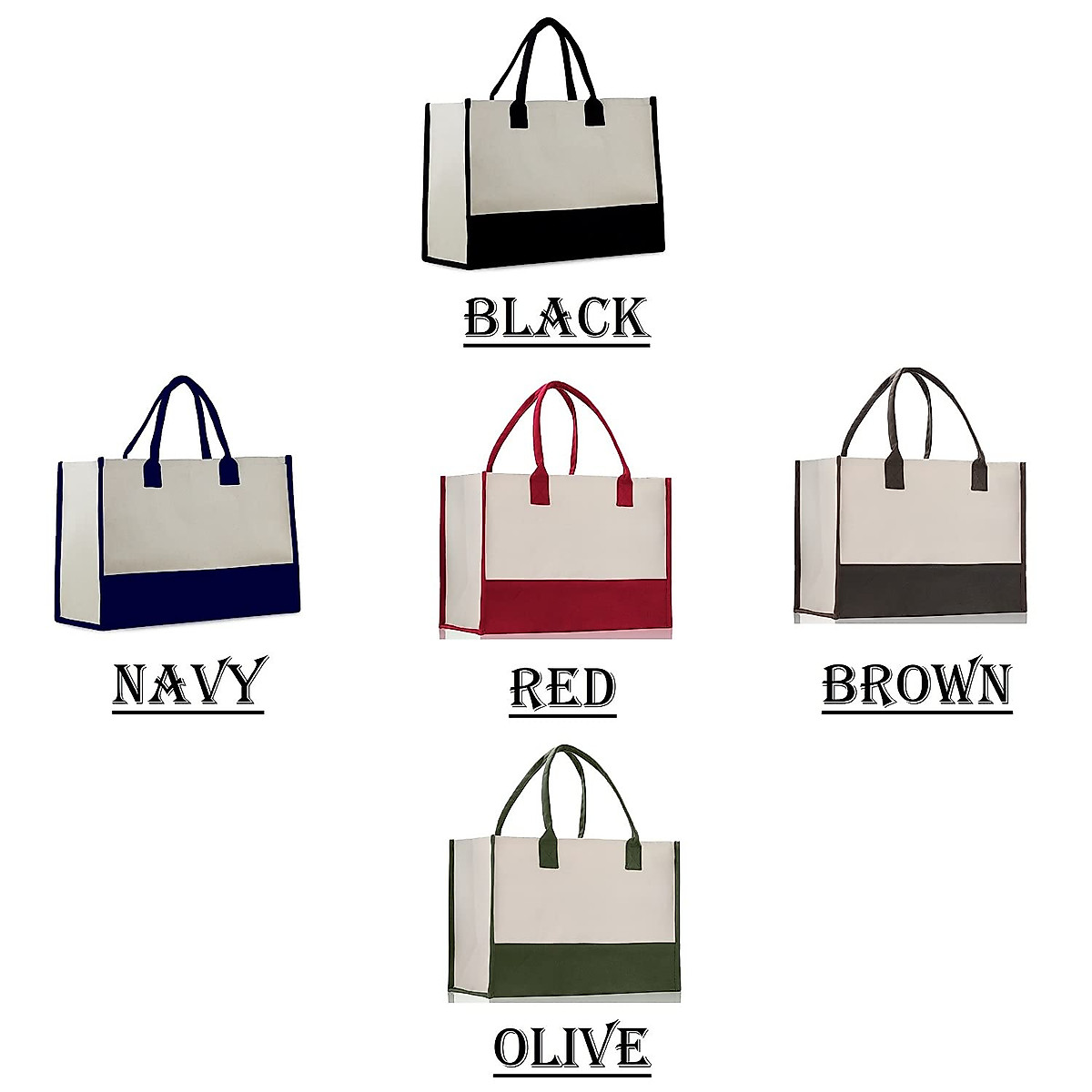 VANESSA ROSELLA Personalized 100% Cotton Canvas Chic Tote Bag (Brown - Customize)