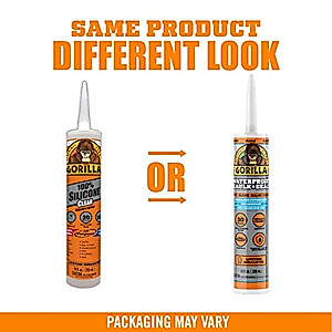 Gorilla Waterproof Caulk & Seal 100% Silicone Sealant, 10oz Cartridge, Clear (Pack of 1)