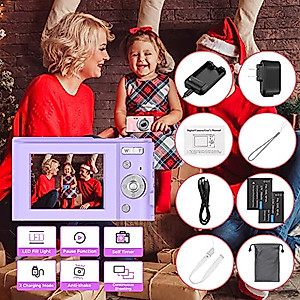 Digital Camera, RUAHETIL FHD 1080P 36MP 2.4 Inch LCD Vlogging Camera for Kids, 16X Zoom 2 Charging Modes Kids Compact Camera Point and Shoot Camera for Kids Teens Students Beginners