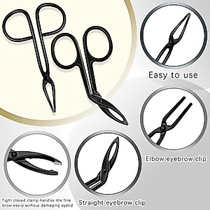 6 Pieces Scissors Shaped Eyebrow Tweezers Flat Tip Tweezers Hair Plucker and Slanted Tip Tweezers Stainless Steel Scissor Handle Tweezers Flat Straight Tip Tweezers Brow Hair Remover (Black)