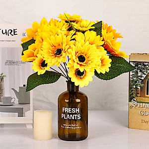 N&T NIETING Artificial Sunflowers, 20Pcs Fake Silk Sunflower Heads with Stems for DIY Crafts Wedding Party Home Garden Decorations