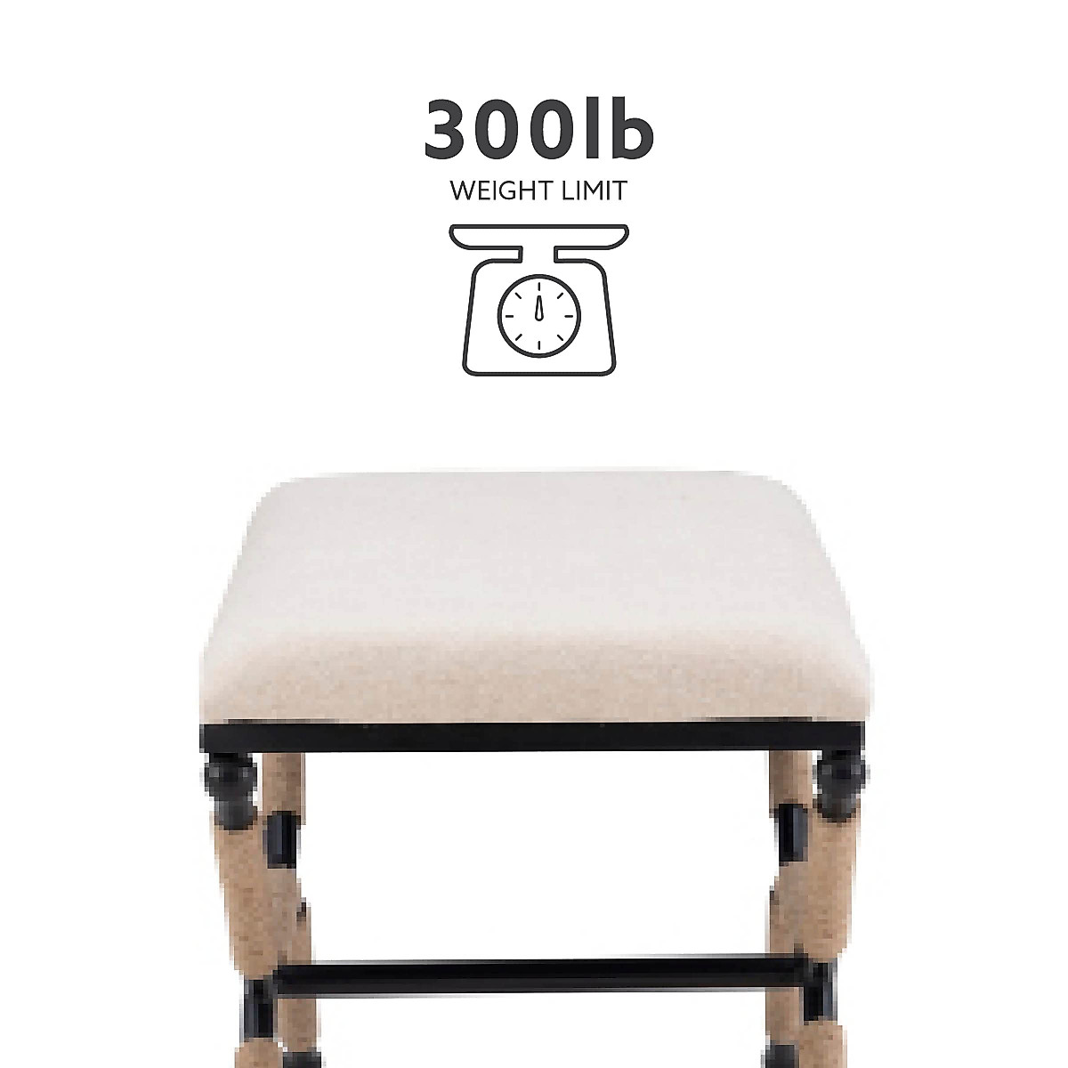 Linon Farrow Linen Upholstered Metal Campaign Stool, Black/Natural