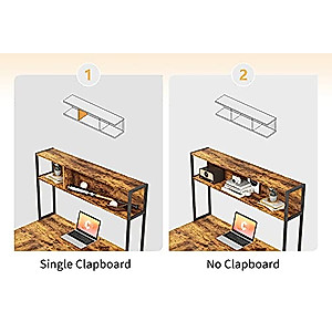 Cubiker L-Shaped Desk with Hutch, 60" Corner Computer Desk, Home Office Gaming Table with Storage Shelves, Space-Saving, Rustic Brown