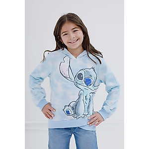 Disney Lilo & Stitch Little Girls French Terry Pullover Crossover Hoodie Tie Dye Blue 7-8