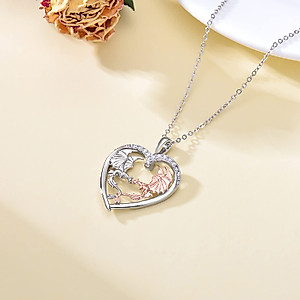 ONEFINITY Dragon Necklace Sterling Silver Dragon Heart Pendant Jewelry Gifts for Women Men Her