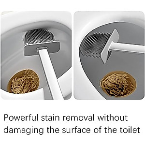 Silicone Brush Toilet Brush Clear Double Sided Brush Head Toilet Cleaner Brush Home Bathroom Toilet Bowl Brush and Holder Set