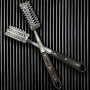 3 Embers Stainless Steel Grill Cleaning Brush with Pakkawood Handle