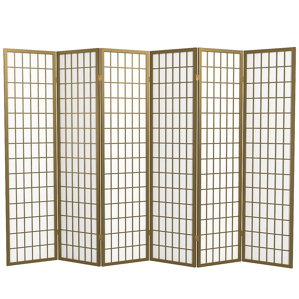 Red Lantern 6 ft. Tall Window Pane-Special Edition-Gold-6 Panels Room Divider