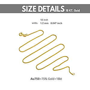 SISGEM Solid 18K Gold Chain Necklace for Women, Yellow Gold Spiga Wheat Durable Chain Necklace Jewelry for Her, Mom 1.2mm, 18"