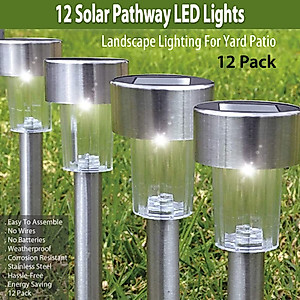 Eternal Living Garden Ideas 12pk Solar Garden Light | Stainless Steel Led Pathway Landscape Lighting for Patio or Yard