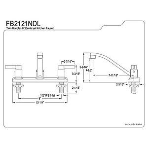 Kingston Brass FB2121NDL 7-11/16-Inch in Spout Reach NuvoFusion 8-Inch Centerset Kitchen Faucet, Polished Chrome