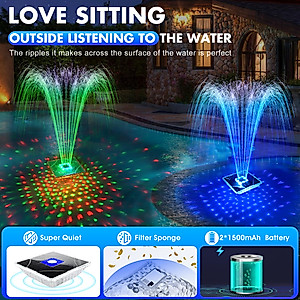 ChlorStar Solar Fountain With Light Show,2024 Large Solar Pool Fountain With Anchor,Square Floating Pool Fountains for Inground Above Ground Pool,Solar Powered Water Fountain Pump for Pool,Outdoor-1PC
