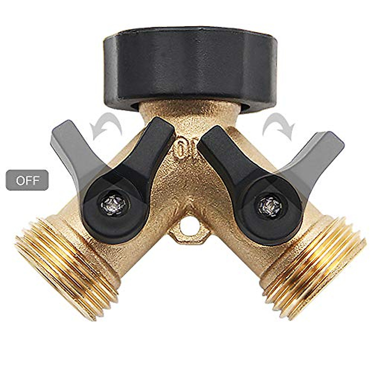 Lifynste 2 Way Brass Hose Splitter, 3/4" Brass Hose Connectors, Y Connector Garden Hose Adapter Connector, 2 Pack