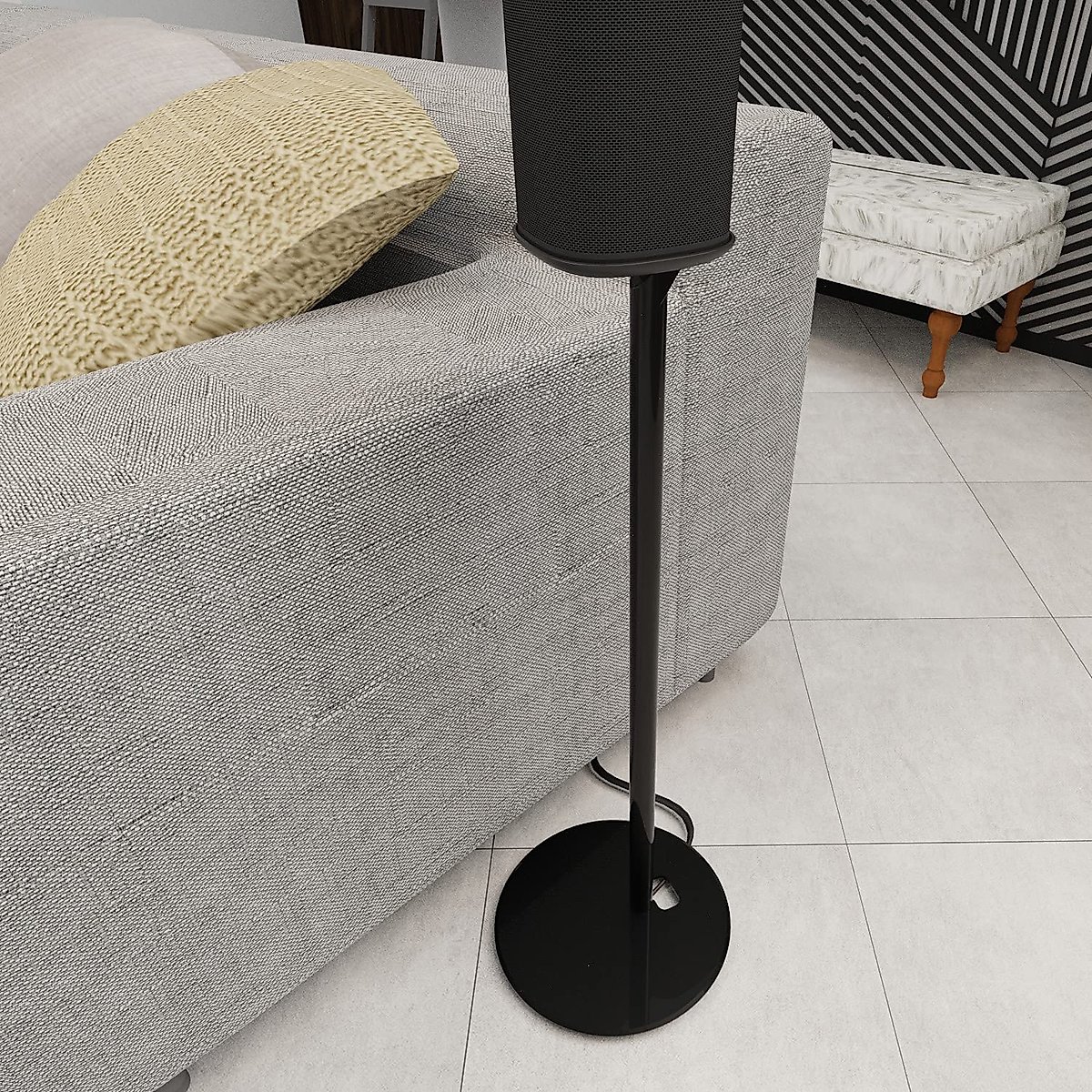 Eximus Fixed Height Speaker Floor Stand for Sonos One and Sonos One SL and Sonos Play:1 - Cable Management Built In - Easy Assembly - Gloss Black Finish