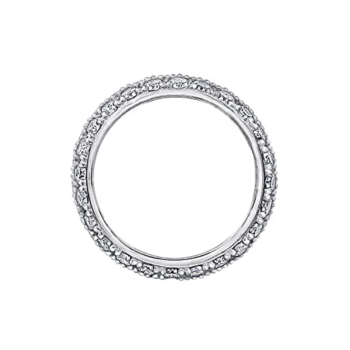 Amazon Collection Platinum-Plated Sterling Silver 3 Row Pave Ring set with Round Infinite Elements Cubic Zirconia (3.45 cttw), Size 7