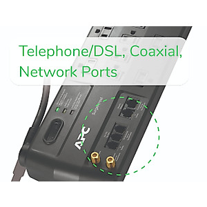 APC Surge Protector with Phone, Network Ethernet and Coaxial Protection, P11VNT3, 3020 Joules, 11 Outlet Surge Protector Power Strip Black