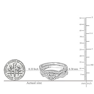 Dazzlingrock Collection 0.30 Carat (ctw) Sterling Silver Round Diamond Ladies Swirl Bridal Engagement Ring Set 1/3 CT, Size 7.5