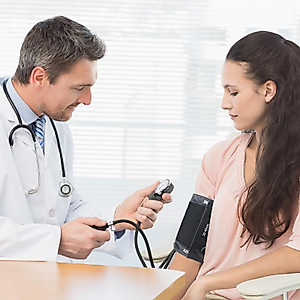 Scian Aneroid Sphygmomanometer and Dual Head Stethoscope Set with Blood Pressure Cuff 8.7”-16.5” in Carrying Bag for Doctos Nurses Senior Home Use (Black)