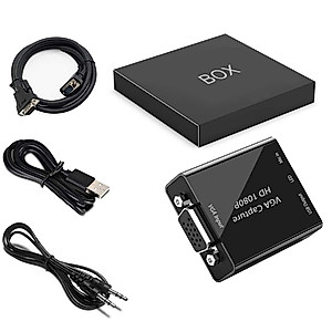 VGA Capture Card, VGA to USB Capture Device with Mic Input Support HD 720P Video for Gaming, Streaming, Teaching, Video Conference, Live Broadcasting