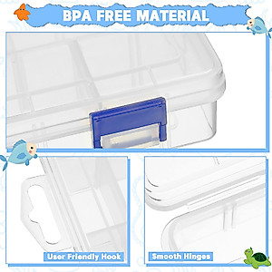6 Pcs Transparent Fish Tackle Boxes Plastic Fish Tackle Storage Organizer Box with Removable Dividers Clear Fish Tackle Trays Organizer Box for Fishing Lure Storage