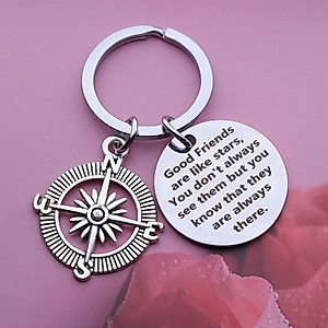 Jstud Inspirational Best Friend Keychain Gifts Good Friends are Like Stars Friendship Jewelry Gift Keychain for Women Men
