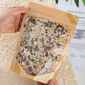 150pcs Kraft Bags With Window Clear Front 10”×14”,7”×10”,4.7”×7.8 ” Resealable Stand Up Zip Lock Craft Food Bags Zipper Brown Paper Pouches