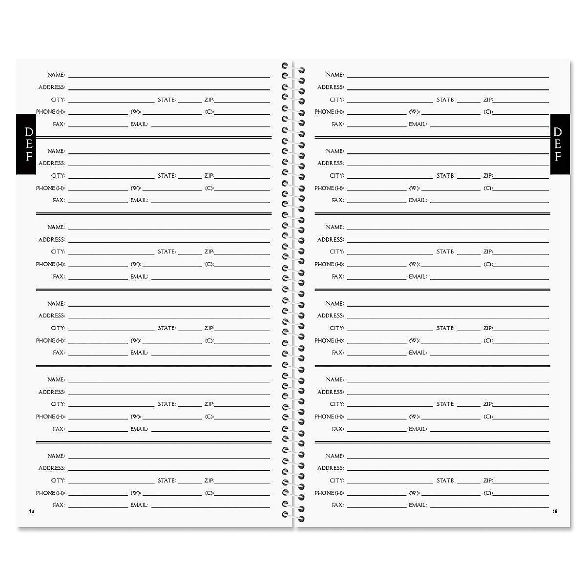 Navy Blossoms Address Book - 94 Pages; 5" x 8-1/2", Spiral-Bound, 50 Replacement Cover Stickers