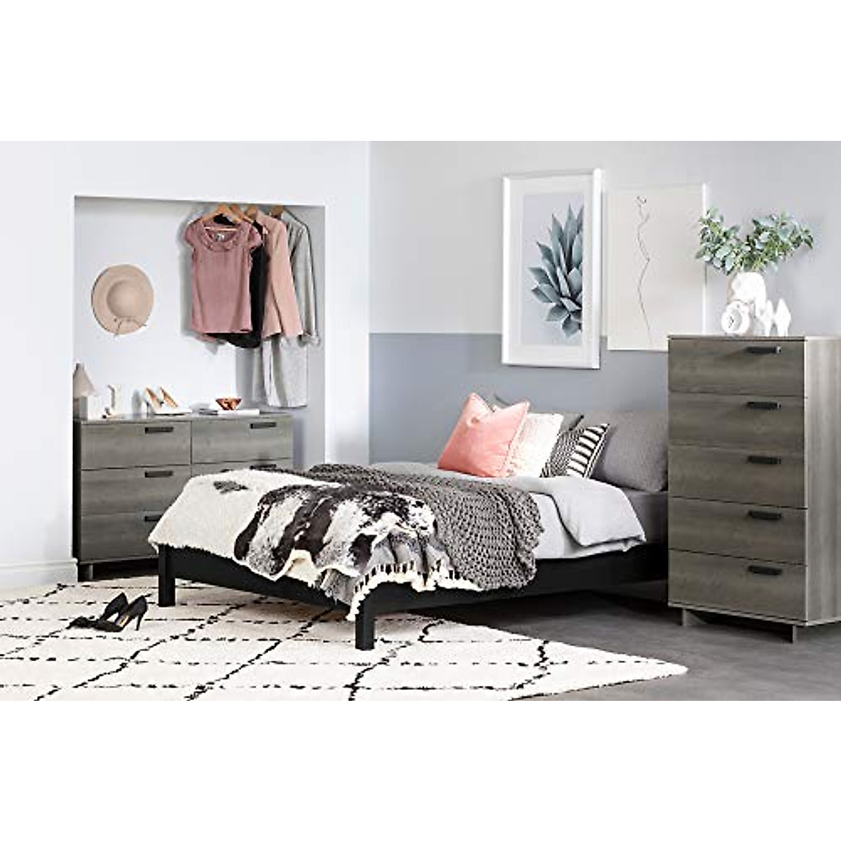 South Shore Cavalleri 6-Drawer Double Dresser, Gray Maple