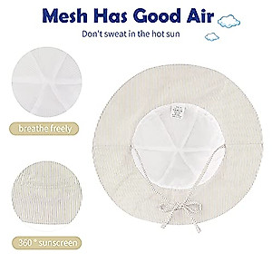 Zando Baby Girl Sun Hat Infant Wide Brim Hats Baby Boy Beach Hat UPF 50+ Toddler Caps for Boys Girls Baby Bucket Hat Beige 0-6 Months