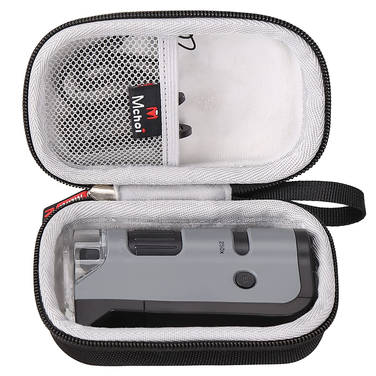 Mchoi Hard Carrying Case for Carson MicroFlip 100x-250x LED and UV Lighted Pocket Microscope, Shockproof, Waterproof, Lightweight, Dustproof, Black, Grey