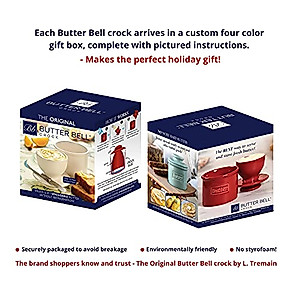 Butter Bell - The Original Butter Bell crock by L Tremain, a Countertop French Ceramic Butter Dish Keeper for Spreadable Butter, Café Retro Collection, Maraschino Red, Glossy Finish