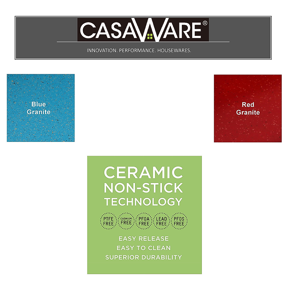 casaWare 3pc Multi-Size Cookie Sheet/Jelly Roll Pan Set (Blue Granite)