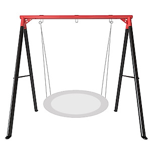 IKARE Upgraded Heavy Duty Metal Swing Frame with Ground Nails, Swing Stand for 440lbs Load Capacity, Fits for Most Swings, Great for Indoor and Outdoor Activities (Red & Black)