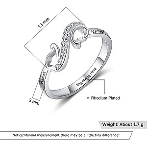 Ashleymade Free Engraving Infinity Knot BFF Friendship Rings for Women Personalized Sisters Best Friends Rings Custom Promise Name Rings Engagement Wedding Bands (8)