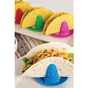 Talisman Designs Sombrero Taco Holders - Set of 4, Hold & Fill Small or Large Tacos | Crunch & Soft