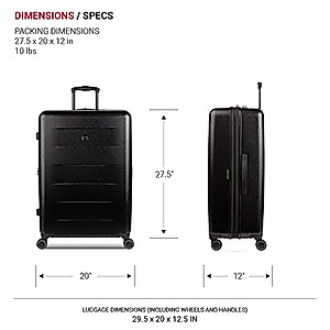 SwissGear 8020 Hardside Expandable Luggage with Spinner Wheels, Black, Checked-Large 27-Inch