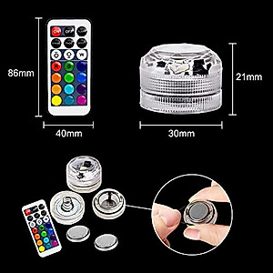 Rikiss Submersible Led Lights with Remote, Waterproof Mini Tea Lights Led Underwater Lights for Vase Centerpiece Aquarium Lights for Fish Tank Fountain Pools Light LED Lamp, Colorful, 10Pcs