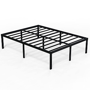 EMODA 18 Inch California King Bed Frames Heavy Duty Tall Metal Cal King Platform with Large Storage Space, No Box Spring Needed, Noise Free, Black