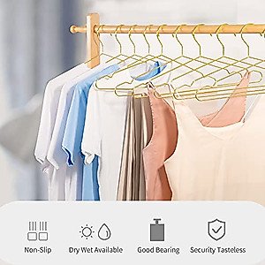 Nature Smile17.7 inches Gold Metal Coat Hangers, Space Saving Wire Hangers, Metal Clothes Hangers, Standard Suit Hangers Ideal for Everyday Use,10 Pack, Gold