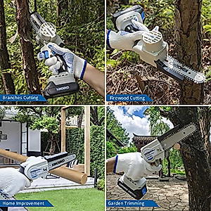 Mini Chainsaw 6 Inch Cordless, Electric Battery Powered Chainsaw Brushless Mini Chain Saw with 2 Batteries, Handheld Small Chainsaw for Wood Cutting Tree Trimming