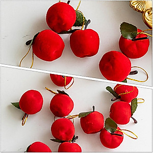 Artibetter Shatterproof Christmas Tree Baubles, Christmas Tree Pendant Foam Red Apple Decoration Christmas Apple Ornament Apple Shaped Hanging Xmas Tree Decor 60Pcs 2cm