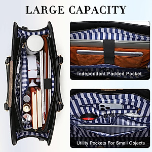 eyli Laptop Tote Bag for Women Large Waterproof PU Leather Business Office Work Briefcase Fit 15.6 inch Lightweight Trendy Computer Bags Messenger Shoulder Bag Laptop Purse 4pcs Sets Black