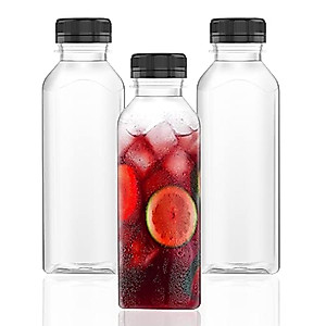 3 Pcs 17 Oz Plastic Juice Bottles Empty Clear Containers with Tamper Proof Lids for Juice, Milk and Other Beverage