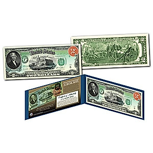 Rainbow 1869 $2 Banknote on Modern $2 US Bill - First Time Jefferson on $2 Bill