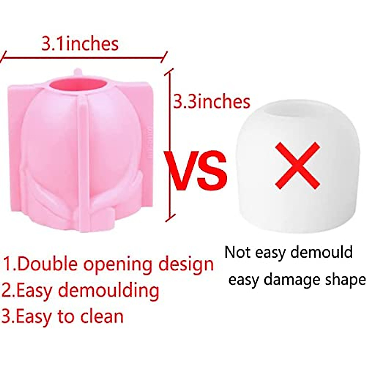 Gridspace Large 3D Rose Silicone Chocolate/ Candle/ Soap Mold for Making Rose Mousse Cake - Diameter-3.3"-Medium